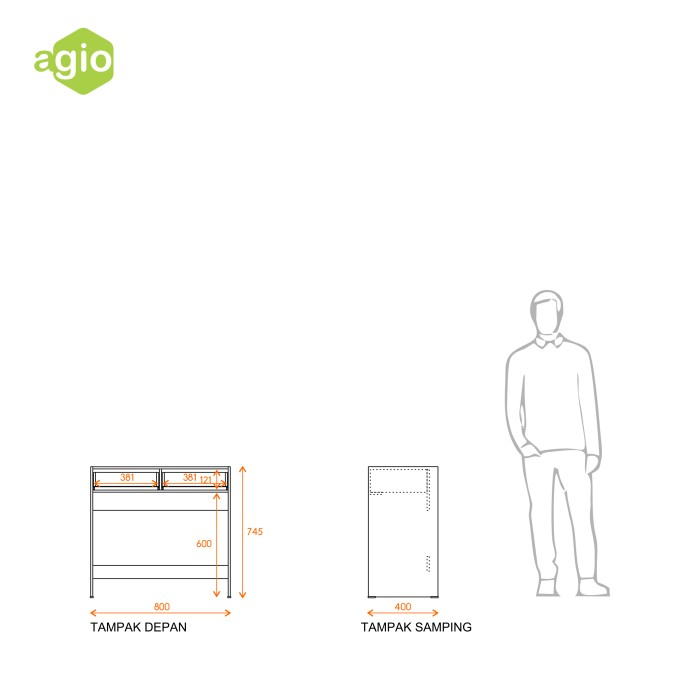Oggi - Meja Kerja / Working Desk / Agio Shiro Counter Table 80 - White ...